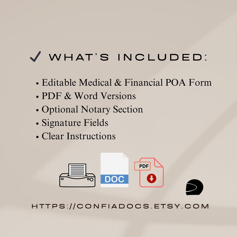 Editable Medical and Financial Power of Attorney Form (PDF & Word) - Etsy