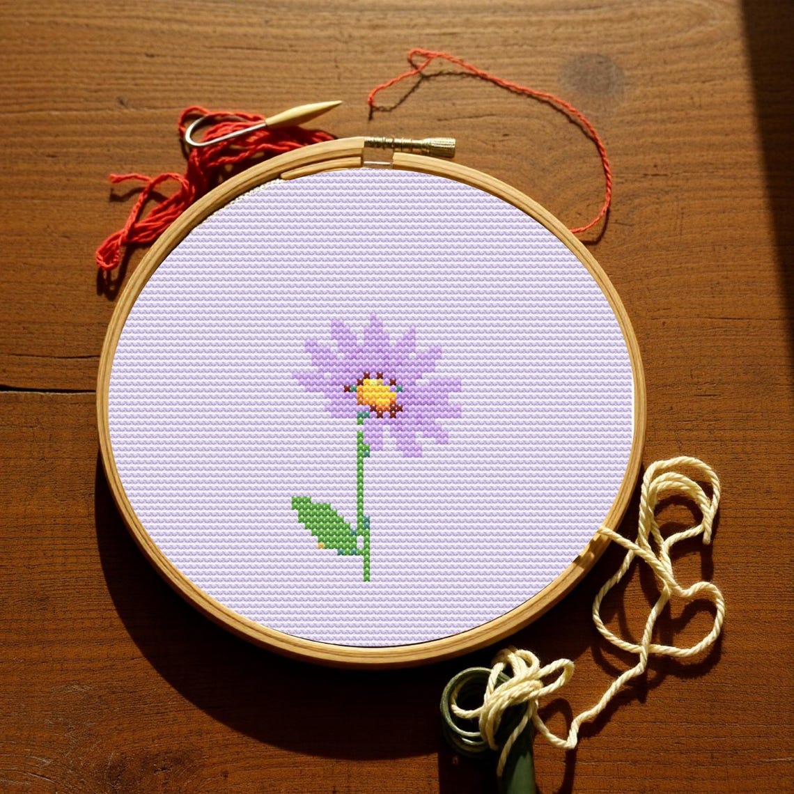 Purple Daisy Cross Stitch Pattern: Floral Embroidery Design (PDF ...