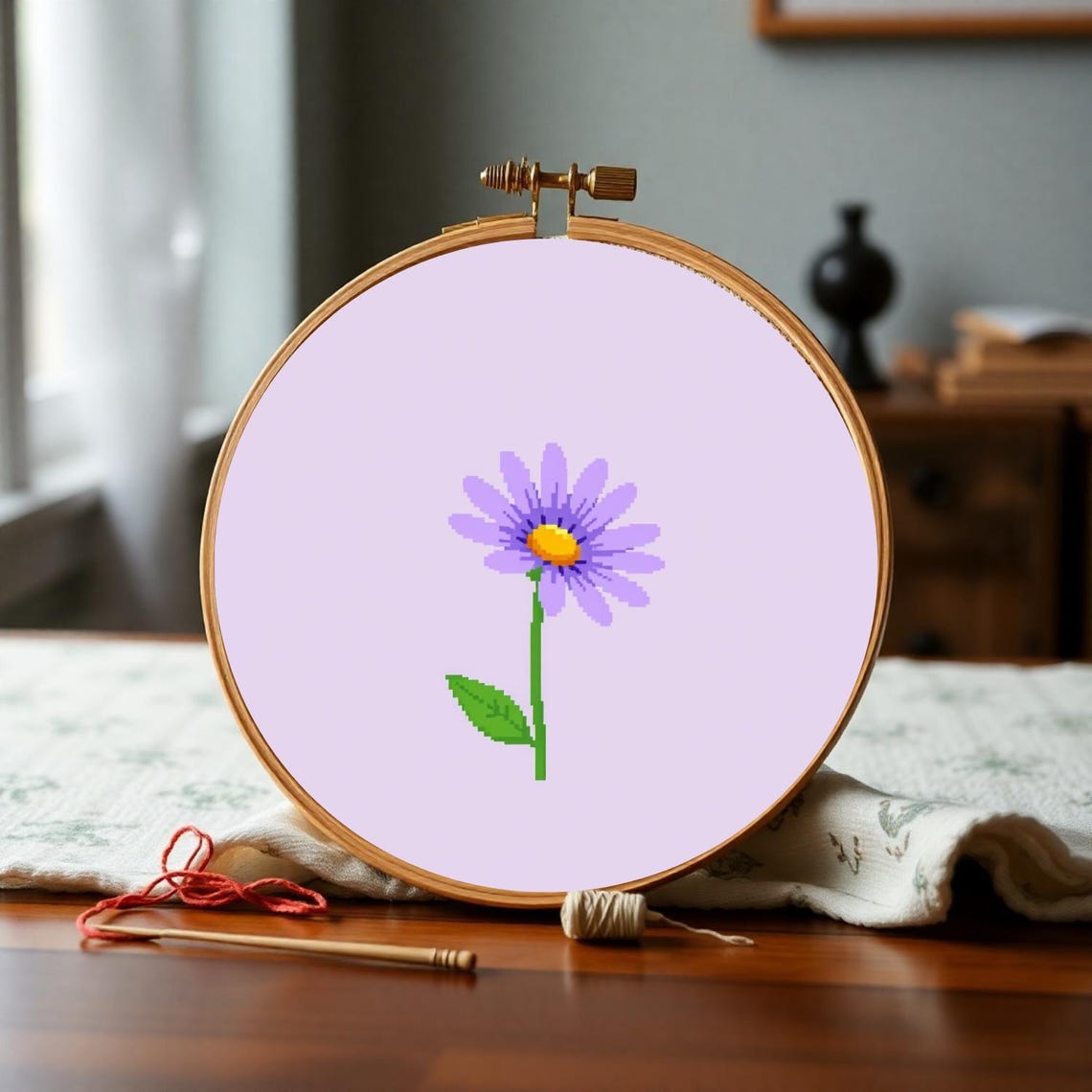 Purple Daisy Cross Stitch Pattern: Floral Embroidery Design (PDF ...