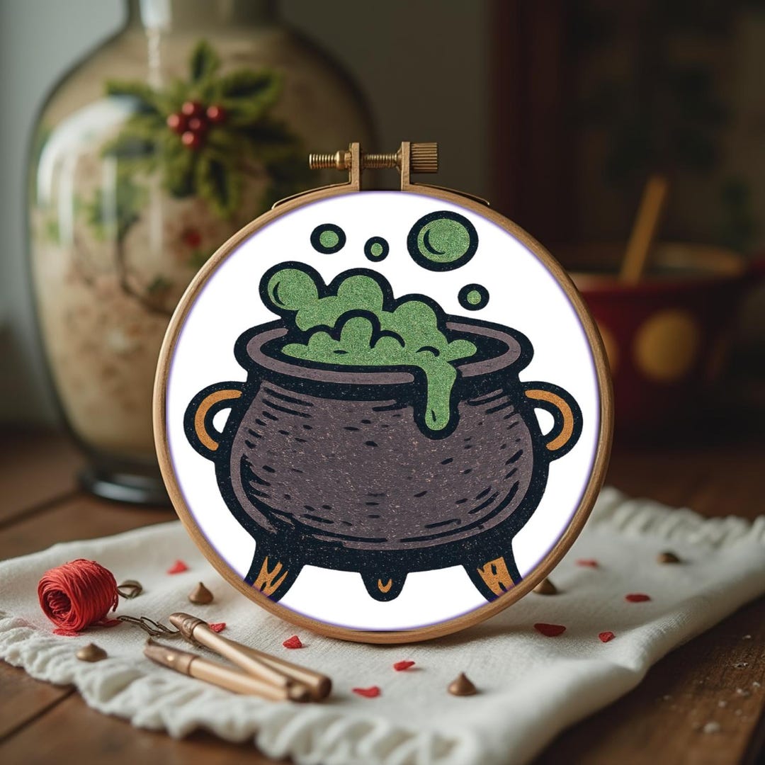 Halloween Cauldron Cross Stitch Pattern - Halloween Cauldron - Instant ...