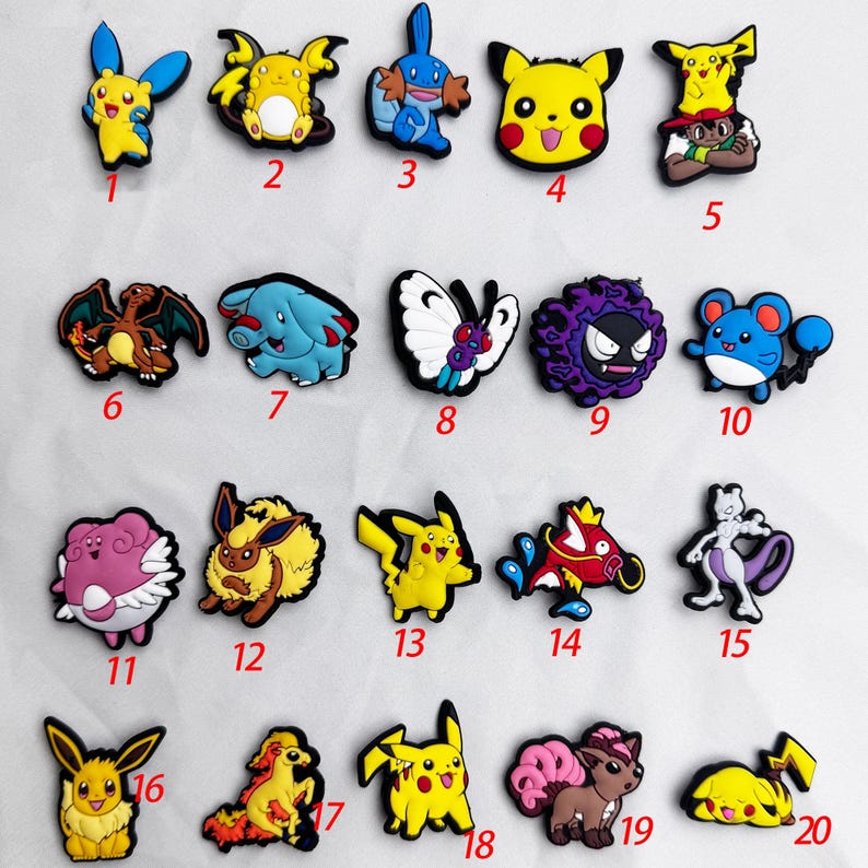 Pokémon Crocs Charms - 3D Pikachu & Poké Ball Jibbitz - Anime Shoe ...