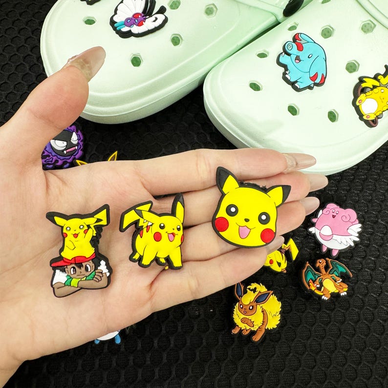 Pokémon Crocs Charms - 3D Pikachu & Poké Ball Jibbitz - Anime Shoe ...