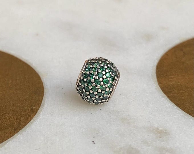 Retired Pandora Green Pave Lights Sterling Silver Charm Signed Pandora ...