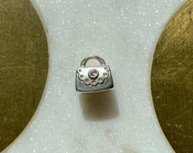 Retired Pandora Purse With Pink CZ Sterling Silver Charm Signed ALE 925 ...