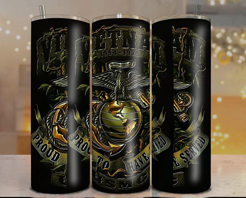 Vietnam Veteran Tumbler Wrap PNG – 20oz Skinny Military Sublimation ...