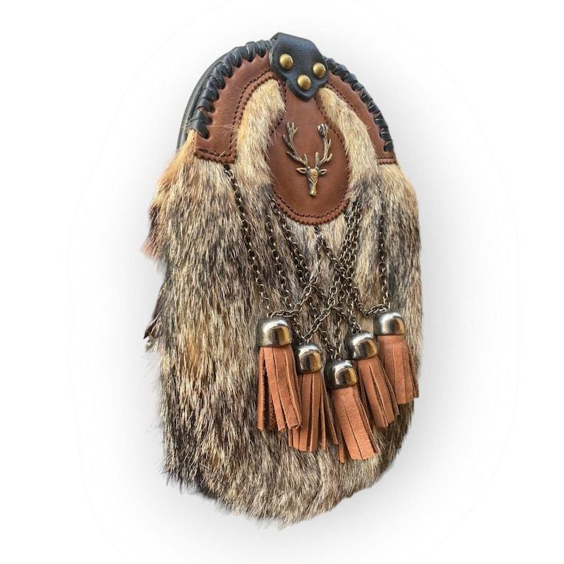 Scottish Fox Fur Kilt Sporran: Stag Head Badge, 5 Tassels - Etsy