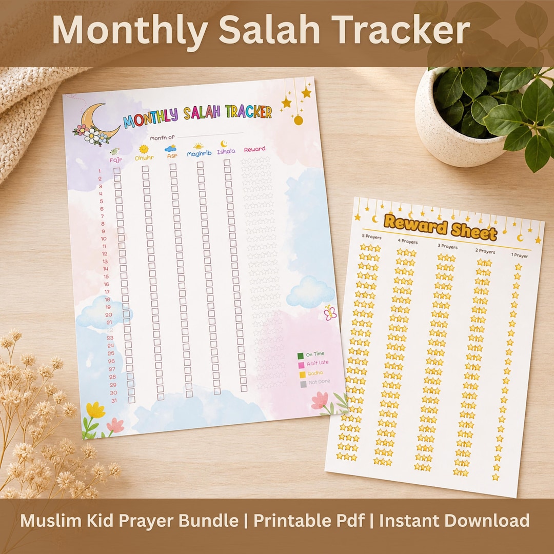 Monthly Salah Tracker Printable | Muslim Prayer Chart for Kids ...