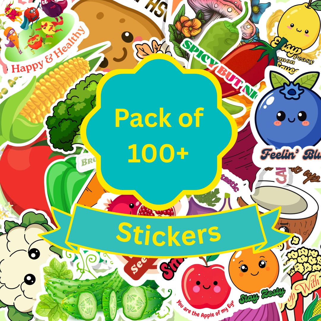 Kawaii Fruit & Veggie Stickers: Kids Reward Charts, Planners (digital ...