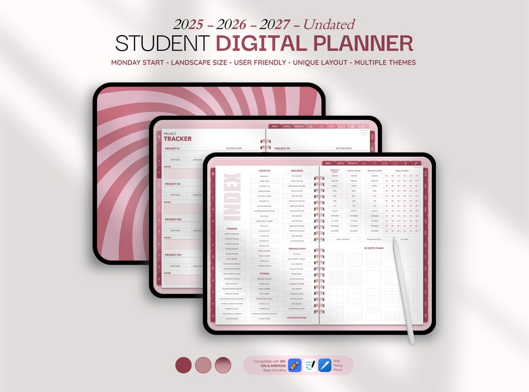 Student Digital Planner 2025 2026 2027 & Undated - All-in-one Digital ...