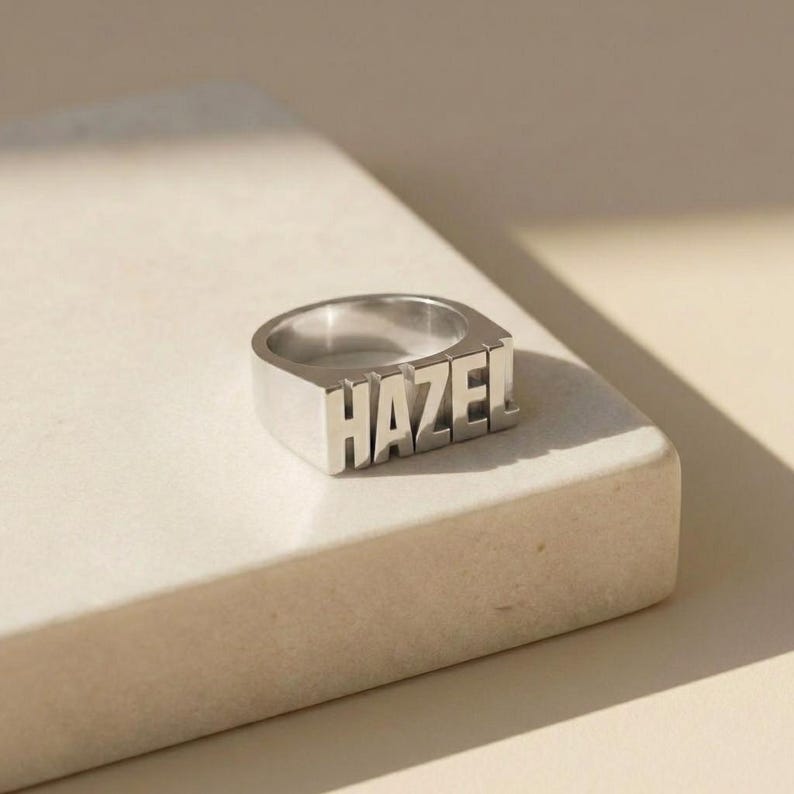 Block Name Ring, Block Name Personalized Ring, Name Customized Ring ...