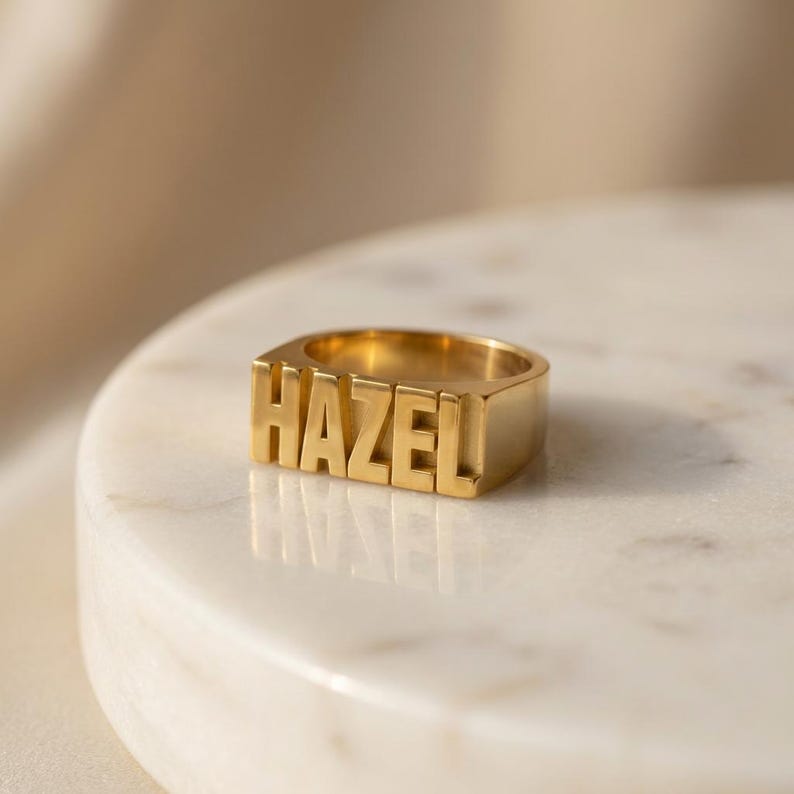 Block Name Ring, Block Name Personalized Ring, Name Customized Ring ...