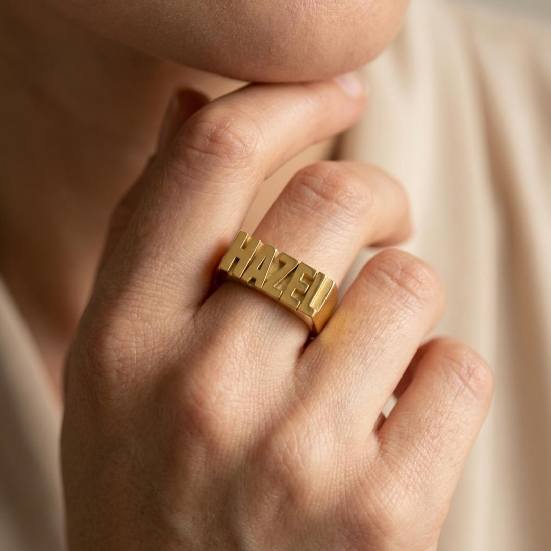 Block Name Ring, Block Name Personalized Ring, Name Customized Ring ...