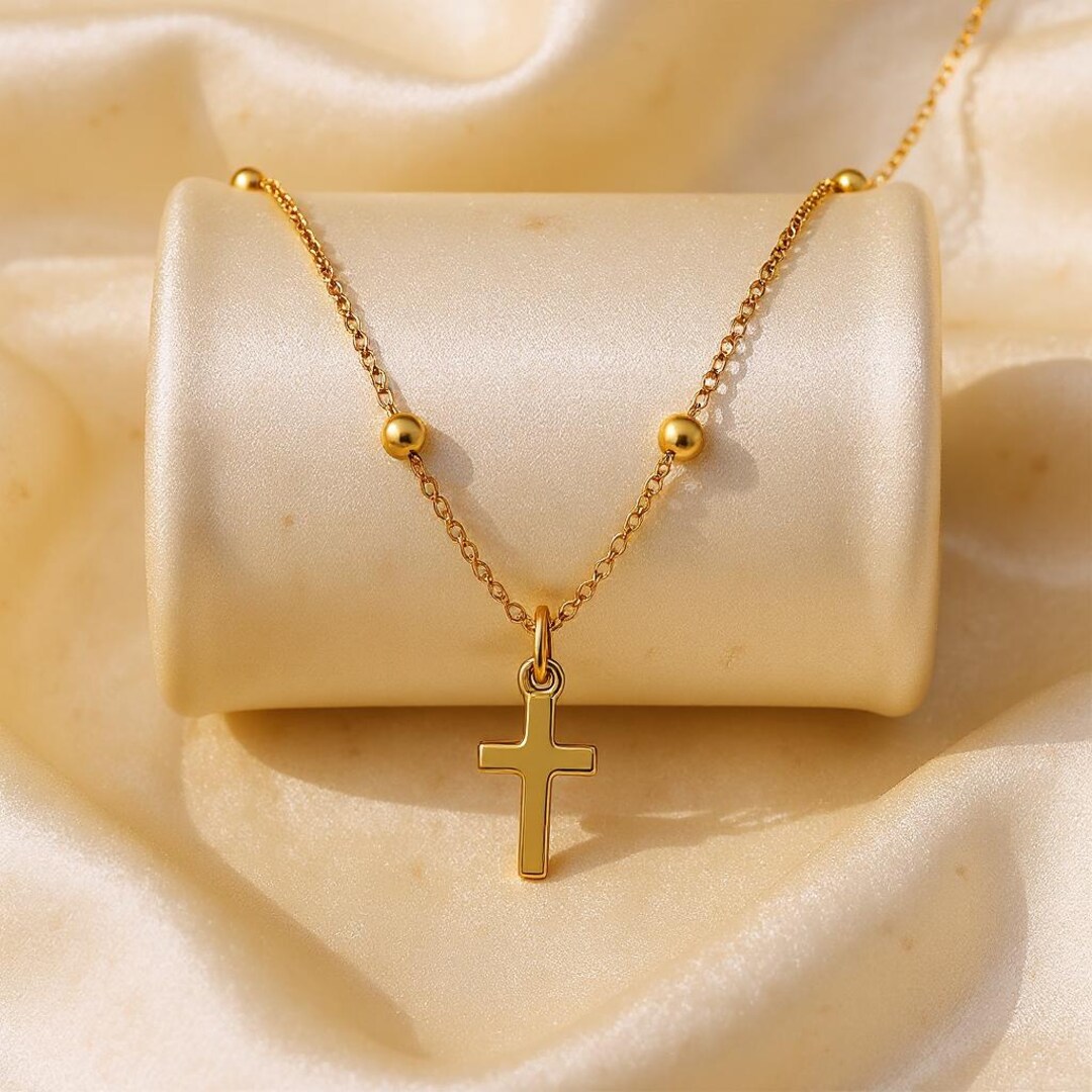 Satellite Chain Cross Necklace, Cross Christian Necklace, Cross ...
