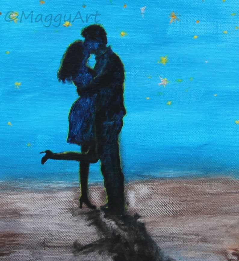 On Saleoriginal abstract painting kissing in starry | Etsy