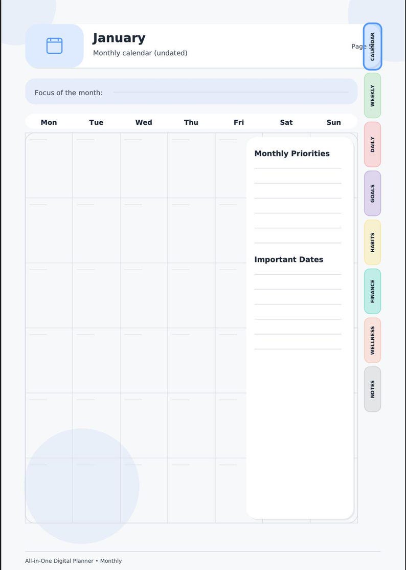 All in One Digital Planner 2026 for iPad | Daily, Weekly, Monthly ...