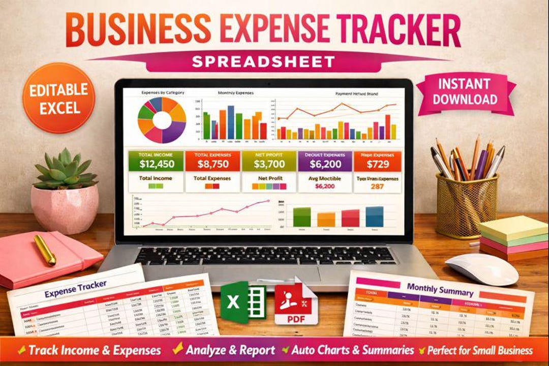 Small Business Expense Tracker | Business Budget Tracker With Invoice ...