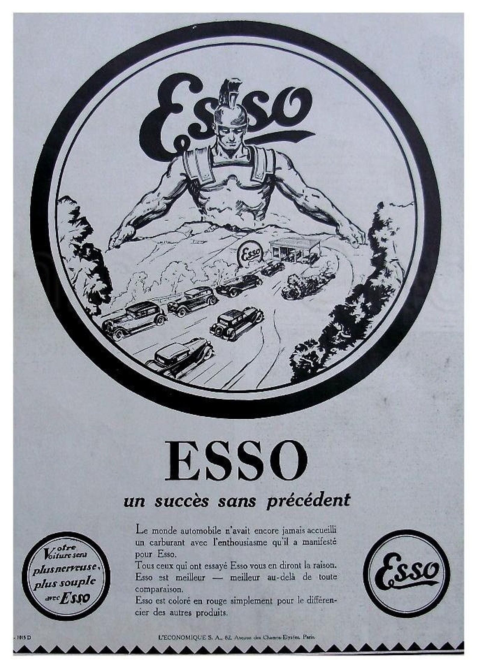 Genuine 1920's French Industrial Advert Esso Fuels | Etsy
