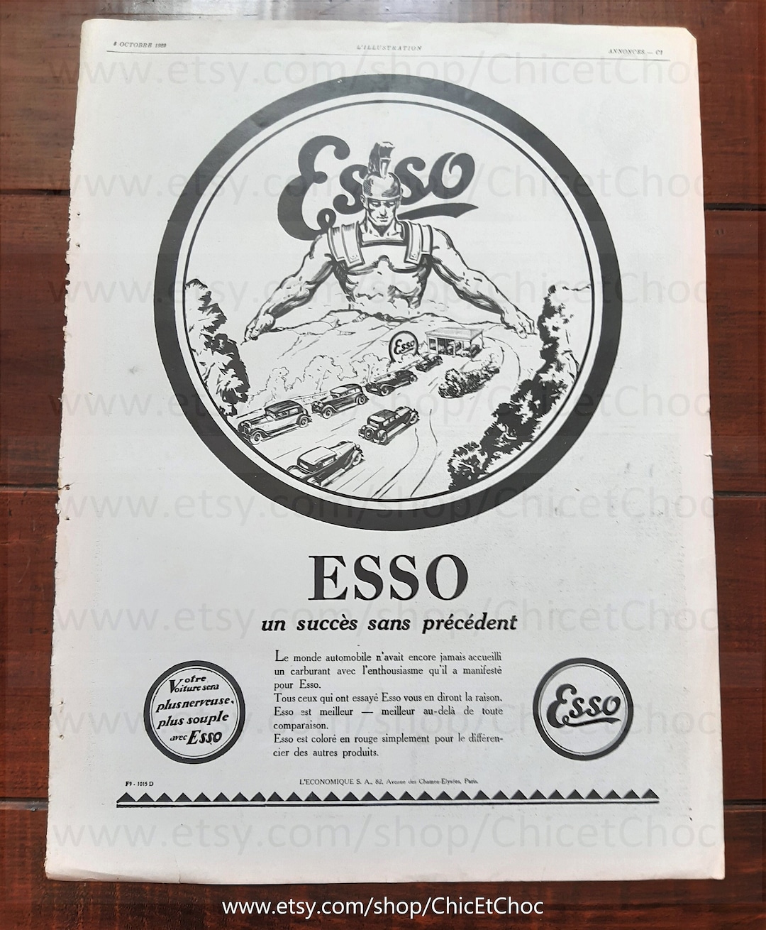 Genuine 1920's French Industrial Advert - Esso Fuels - Etsy