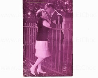 Vintage 1920's French Postcard Romantic Couple | Etsy