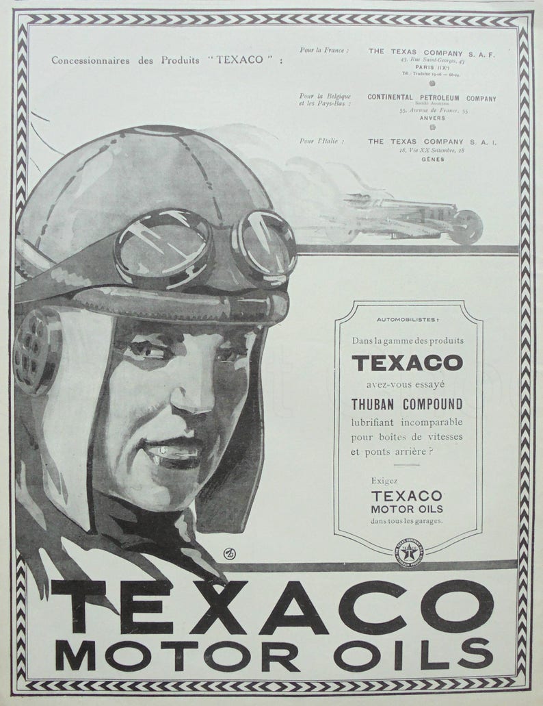 1920's Genuine French 'texaco Motor Oils' & - Etsy
