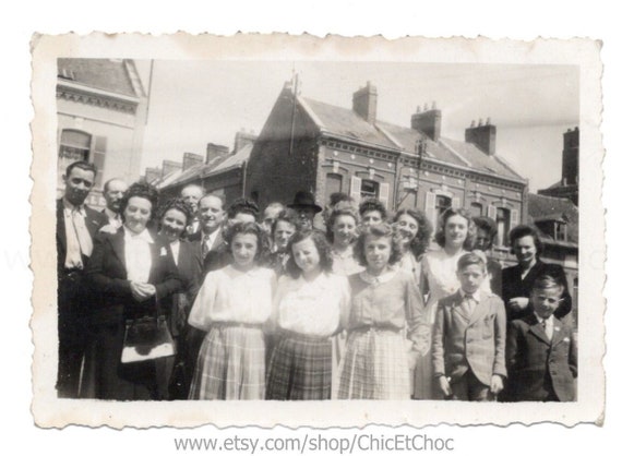 Vintage French Photo Group of People Gathered in a Street - Etsy