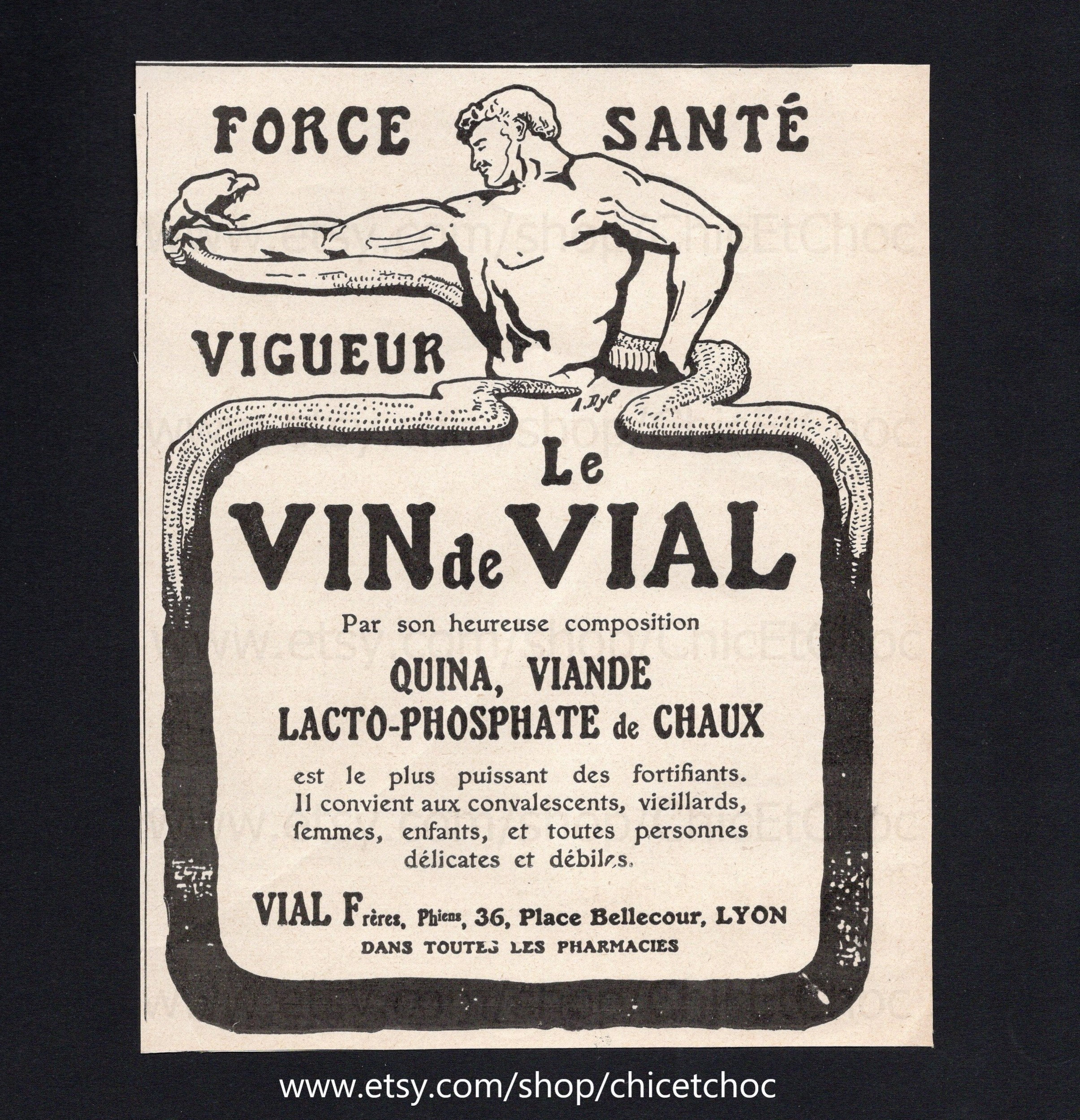 French Antique Paper Advert - 'vin De Vial' Tonic Drink - Etsy