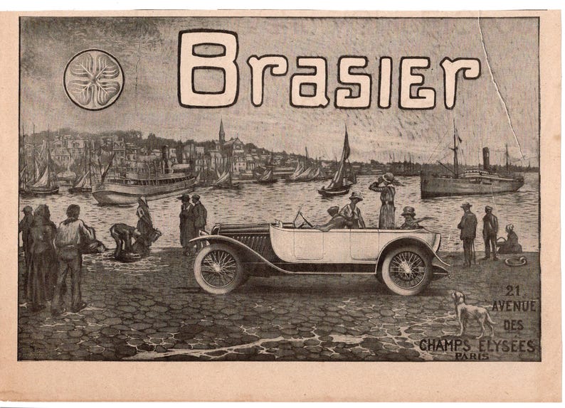 French Antique Paper Advert - Brasier Cars - Etsy