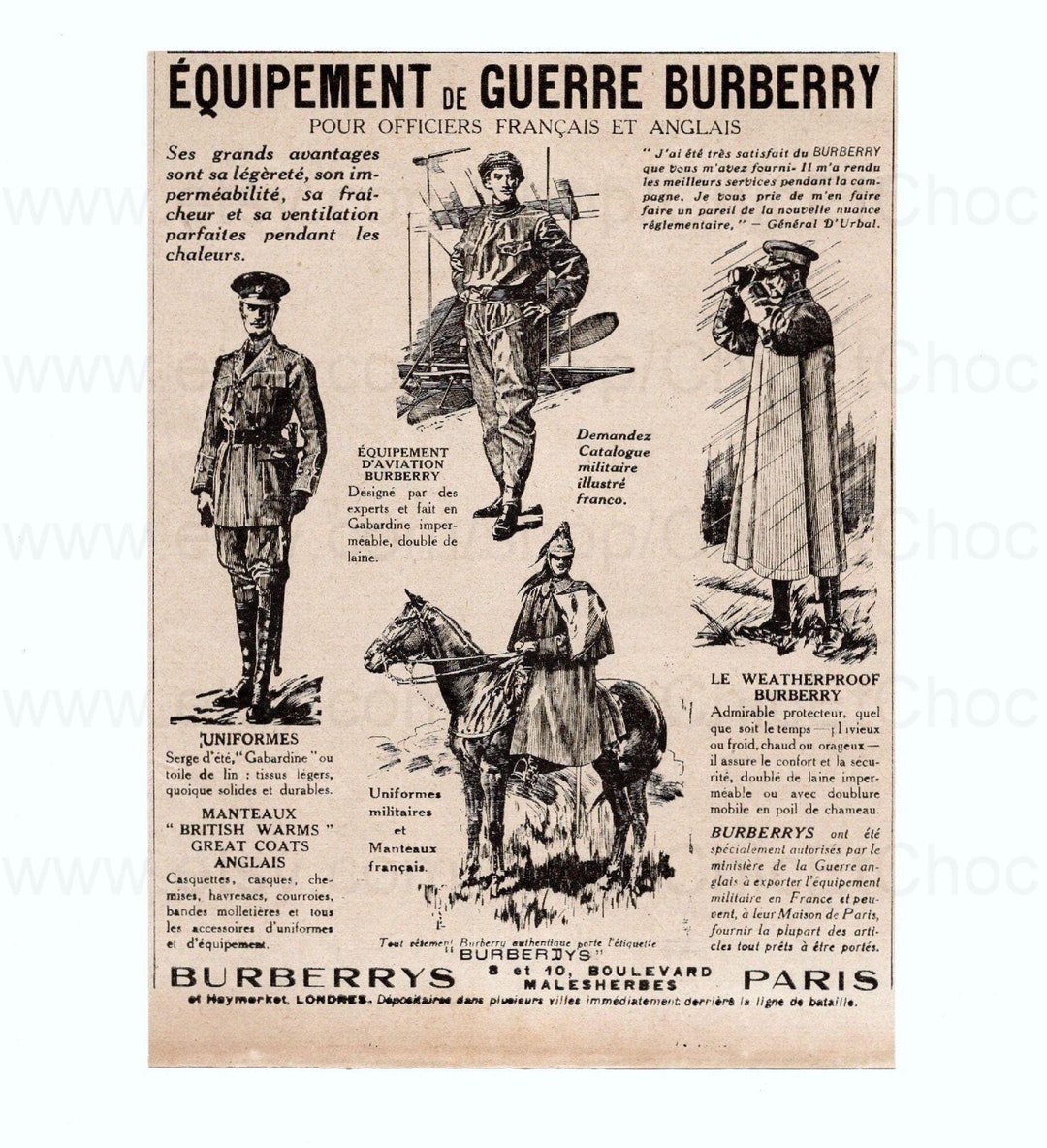 French WW1 Paper Advert - Burberry Officers Uniforms - Etsy