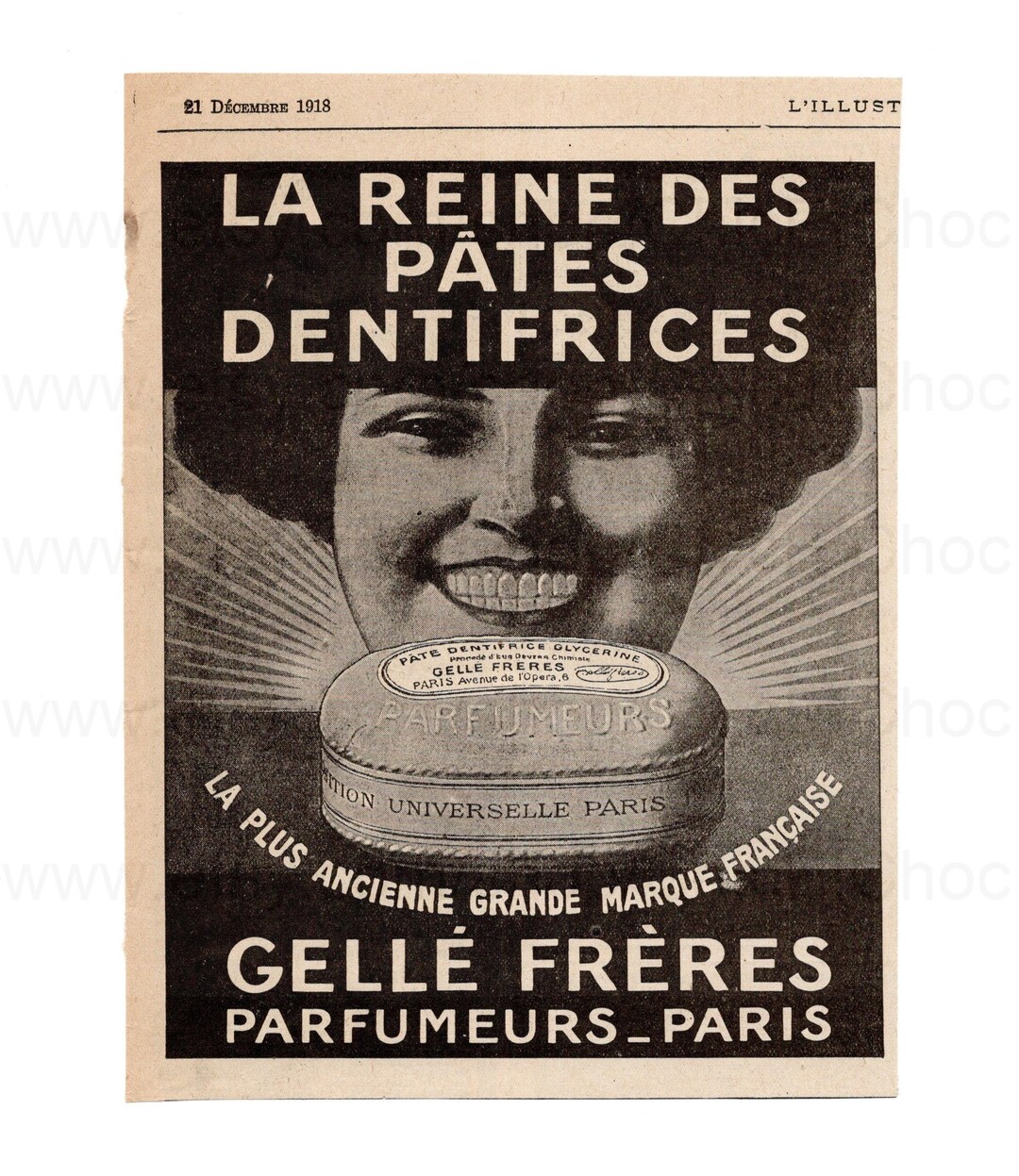 Antique French Paper Advert - Gellé Frères Toothpaste (dentifrice Pâtes ...