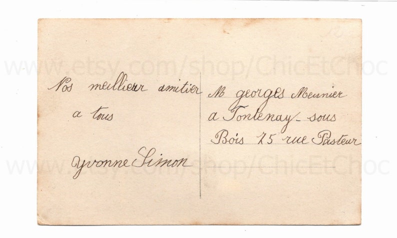 Vintage French Postcard - Boy With Baskets of Flowers - Etsy