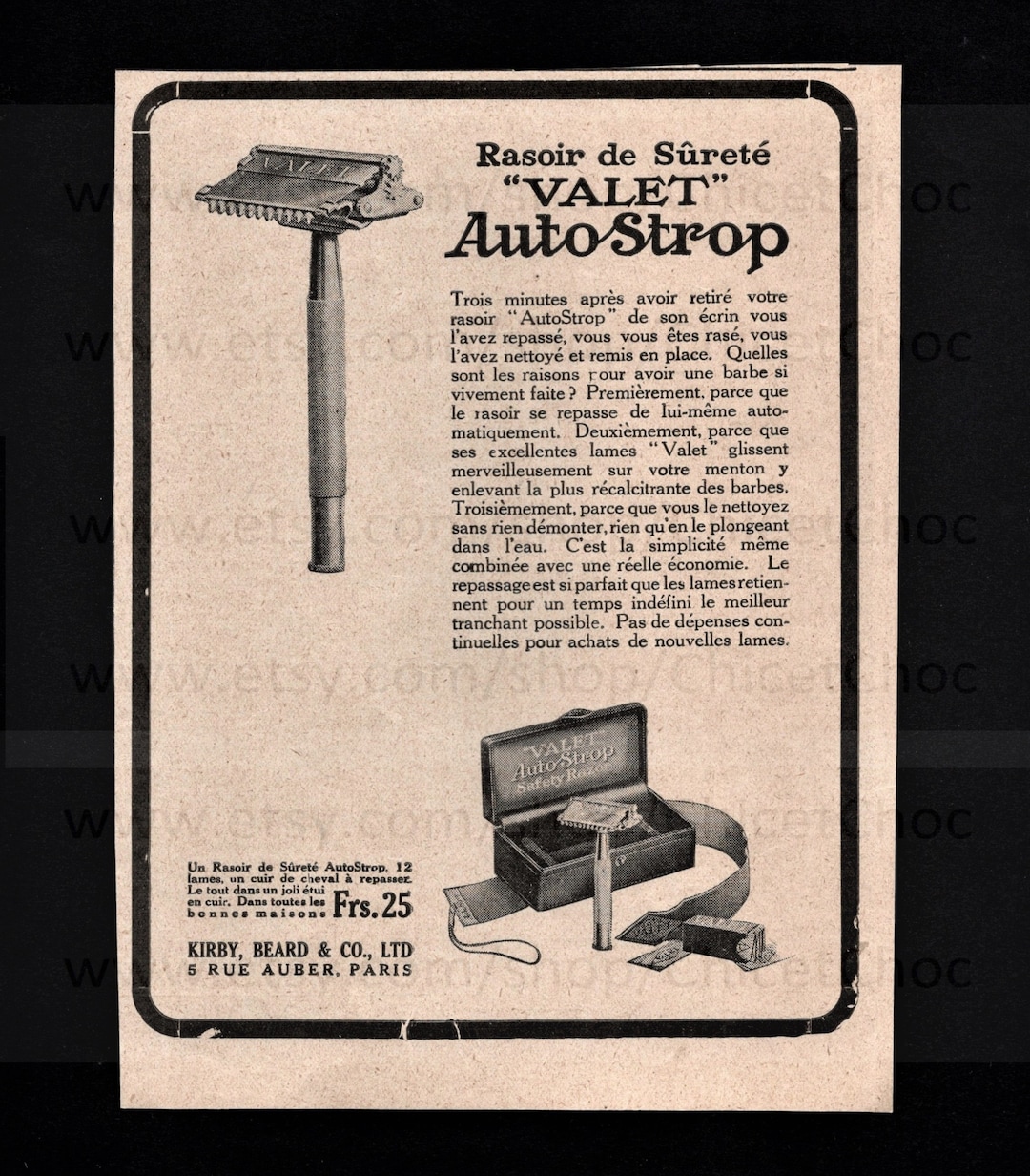 French Antique Paper Advertisement - Valet Autostrop Safety Razors - Etsy