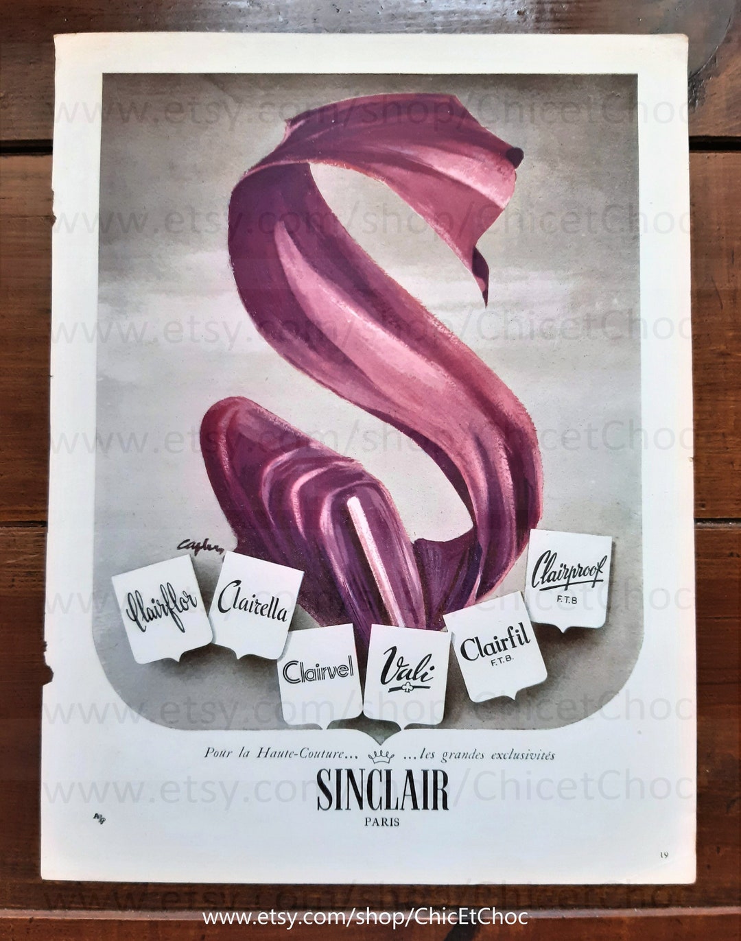 Genuine 1950's French Advert Sinclair Fabrics & Textiles - Etsy