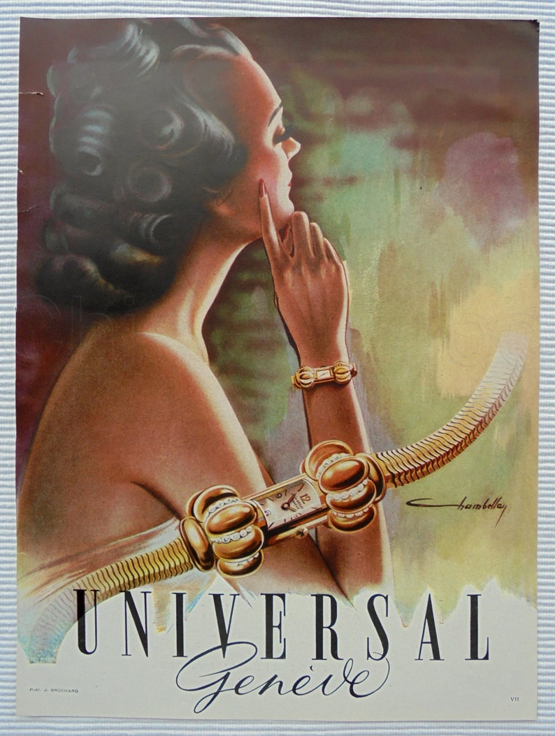 Genuine 1950's French Advert Universal Watches & Sauzé - Etsy