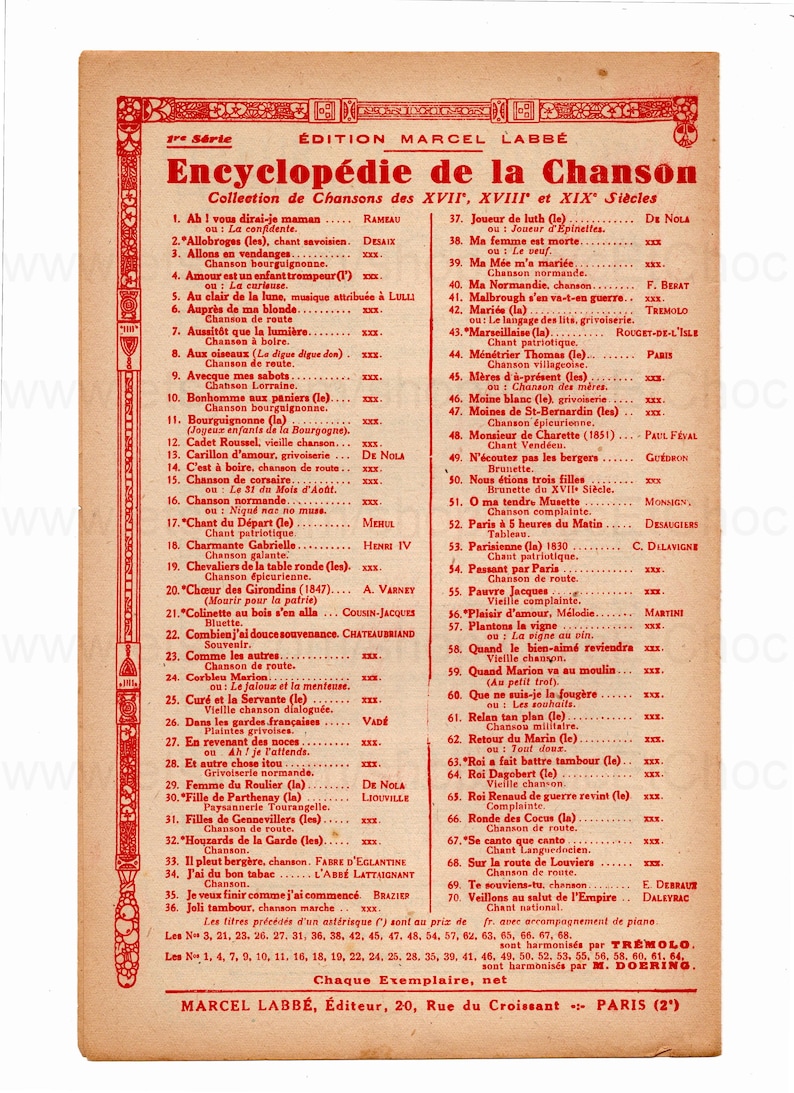 1940's French Patriotic Song / Sheet Music - Choeur Des Girondins ...