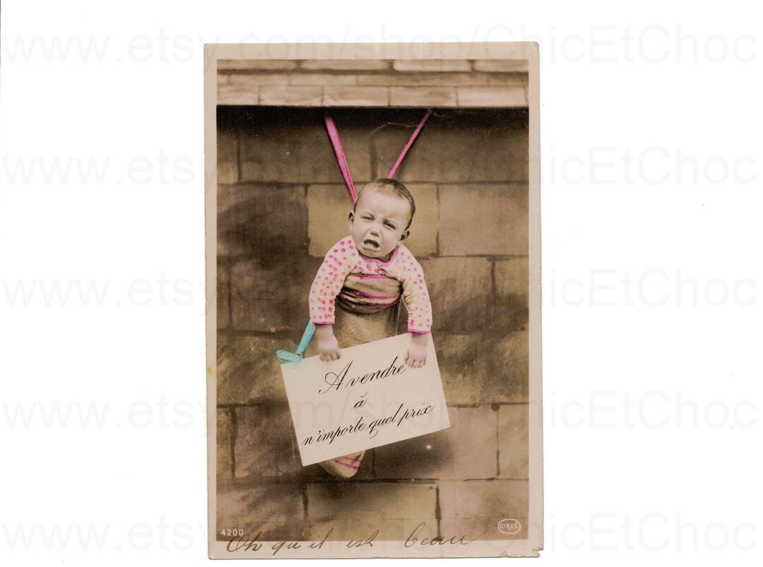 Vintage French Postcard – Crying Baby - Etsy
