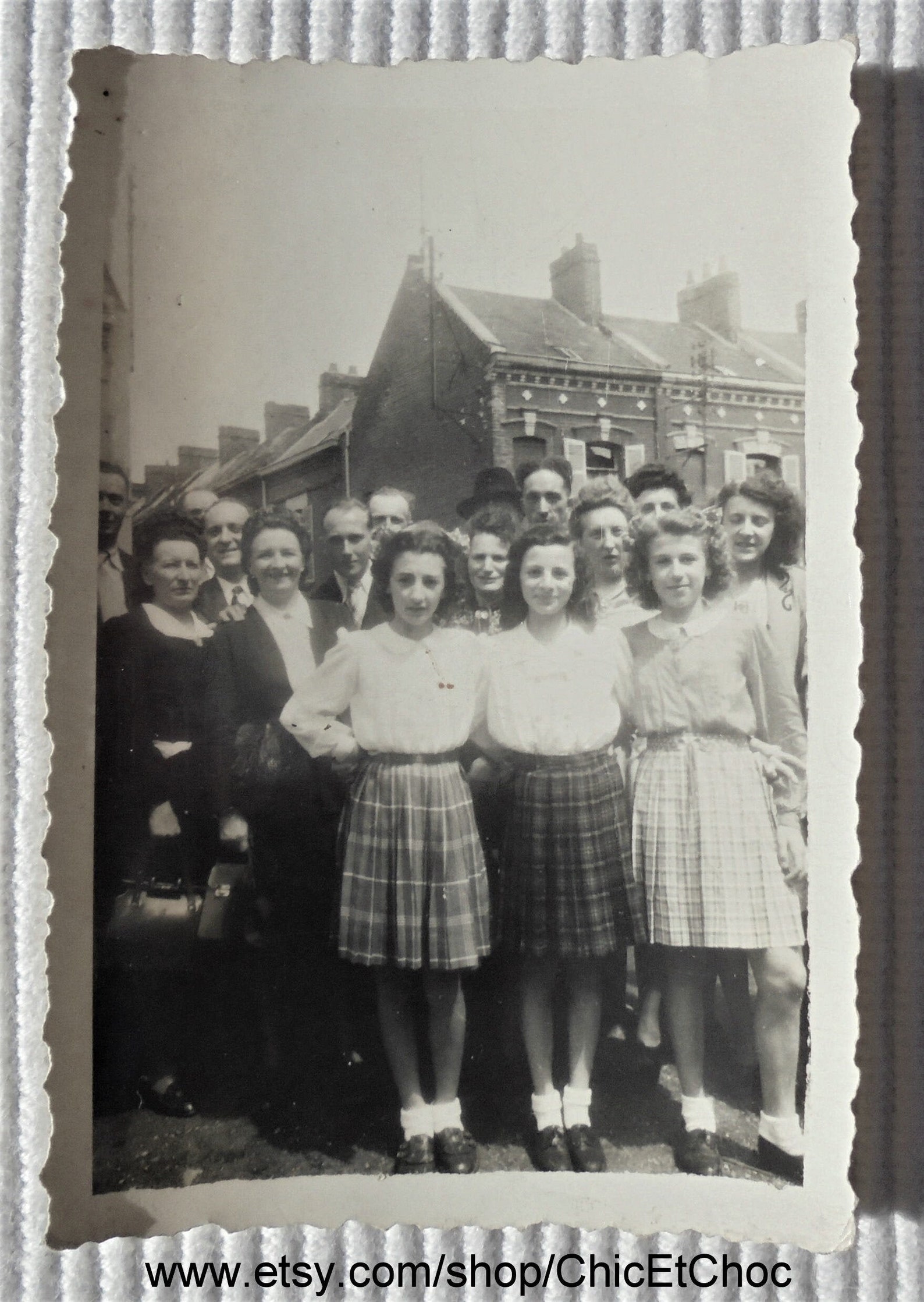 French Vintage Photo Group of People Gathered in a Street | Etsy