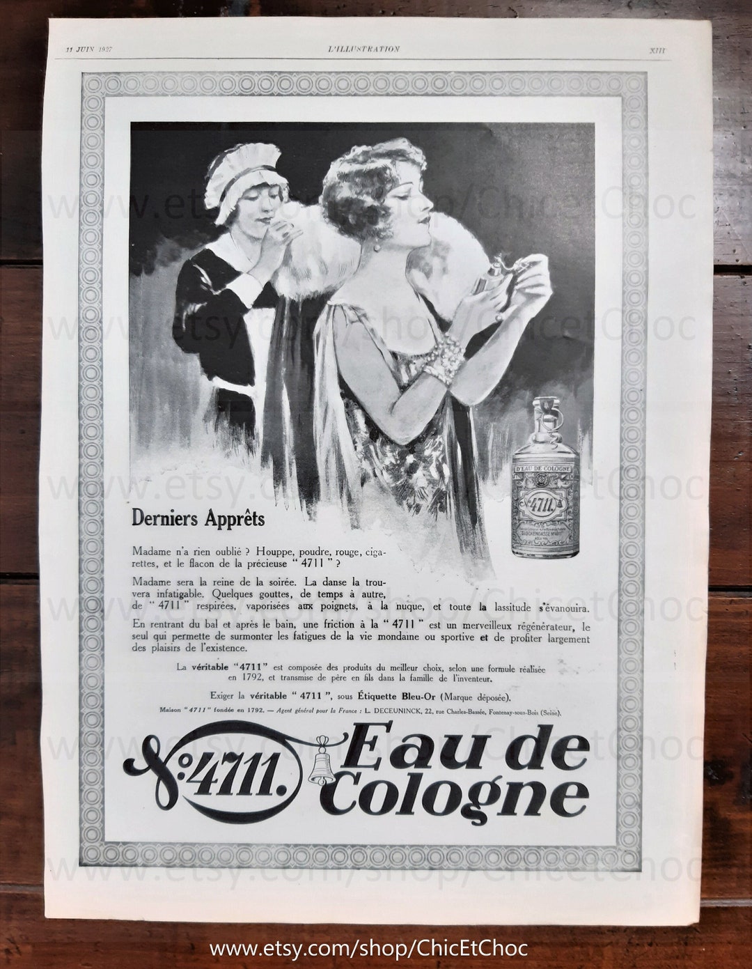 Genuine 1920's 4711 Eau De Cologne Advert Final Touches - Etsy