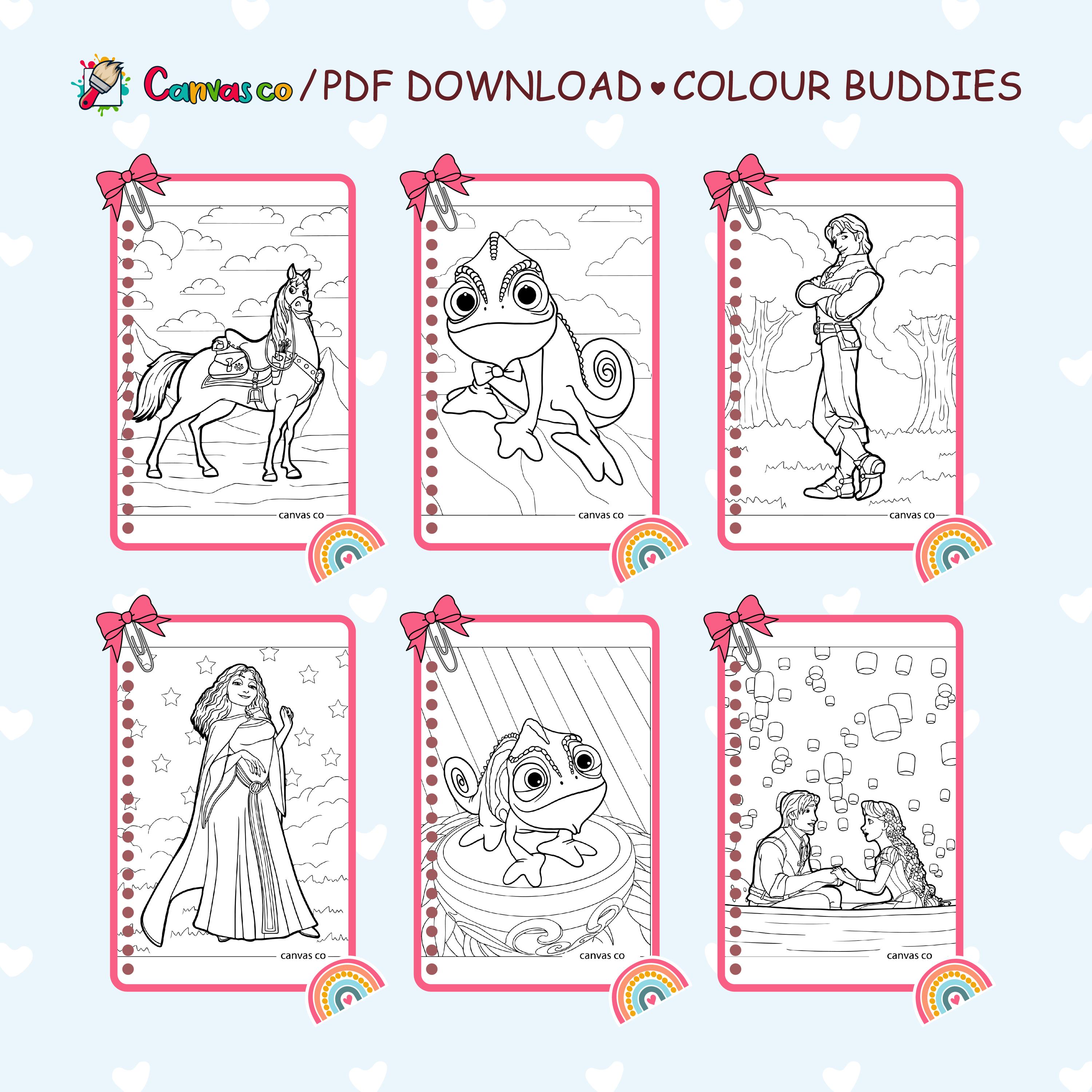 Tangled Coloring Book: 20 Printable Fairy Tale Pages (A4 Digital ...