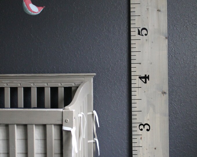 Oversized Ruler Growth Chart- Vintage Grey Stain. - Etsy