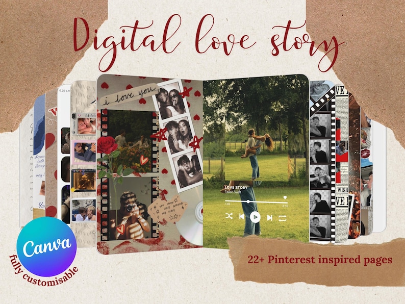 Anniversary Scrapbook Template • Printable Romantic Photo Album ...