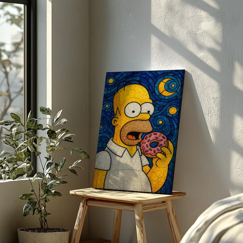 Homer Simpson in Starry Night – Van Gogh Inspired 4K Digital Art Print ...