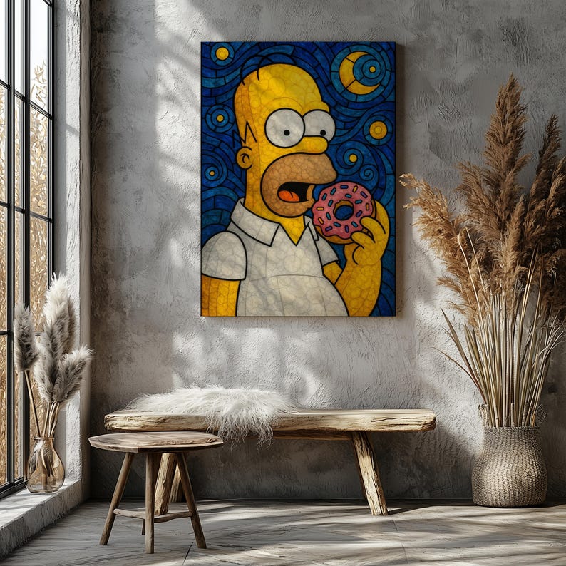 Homer Simpson in Starry Night – Van Gogh Inspired 4K Digital Art Print ...