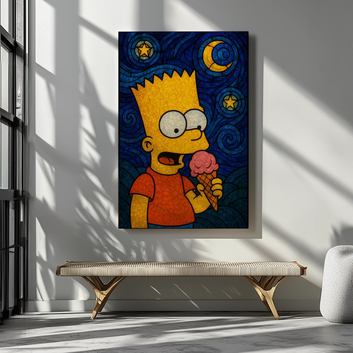 Bart Simpson in Starry Night – Van Gogh Inspired 4K Digital Art Print ...