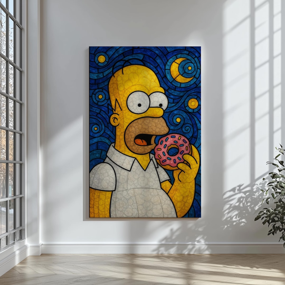 Homer Simpson in Starry Night – Van Gogh Inspired 4K Digital Art Print ...