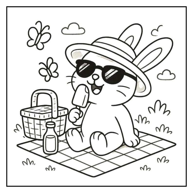 Cute Animals Eating Ice Cream Coloring Book for Kids – Printable Kawaii ...