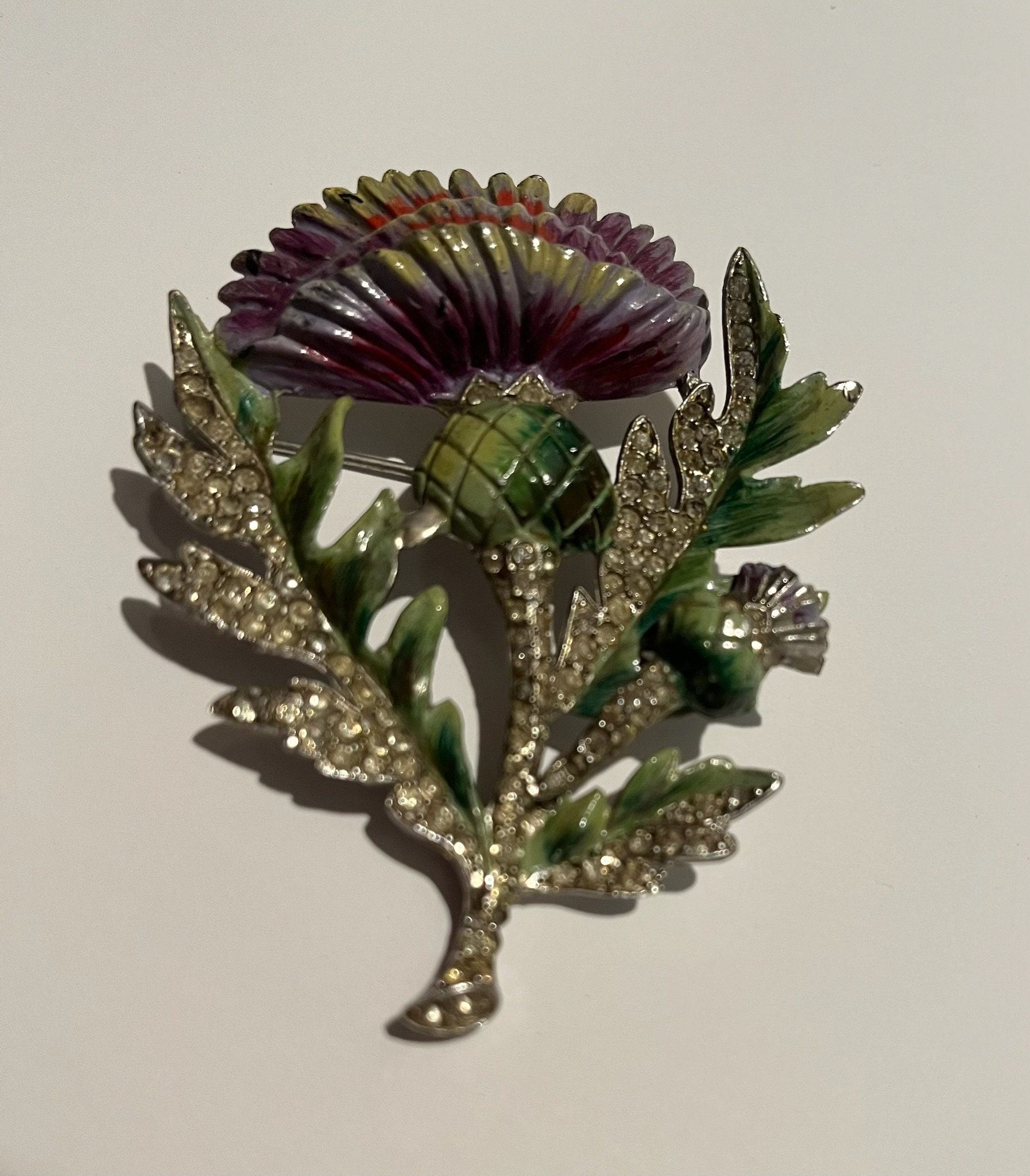 Coro 1942 Adolph Katz Large Book Piece Enameled, Rhinestone Thistle ...