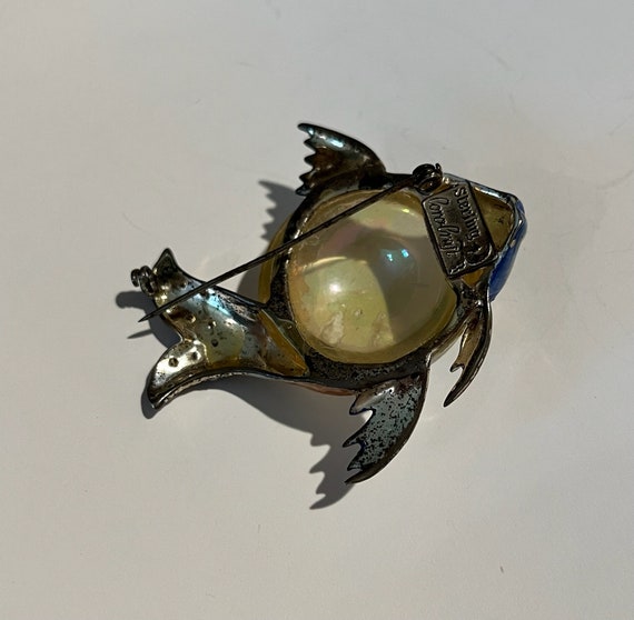 CoroCraft Sterling Angel fish blue enamel rhinestone … - Gem