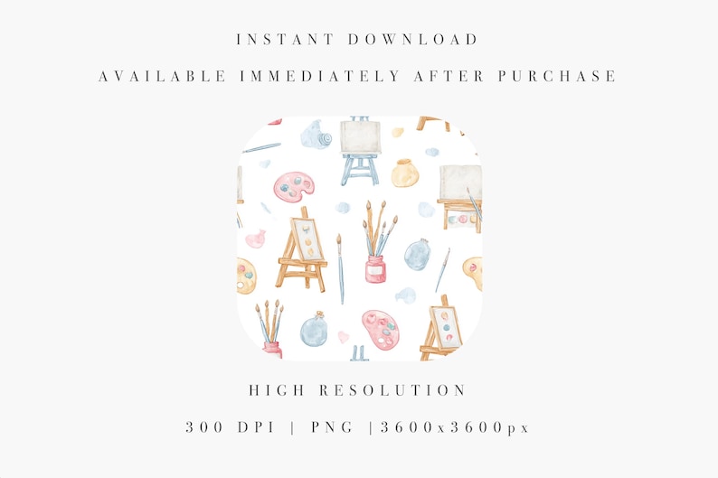 Cute Art Studio Seamless Pattern - Painting Clipart for Kids - Digital ...