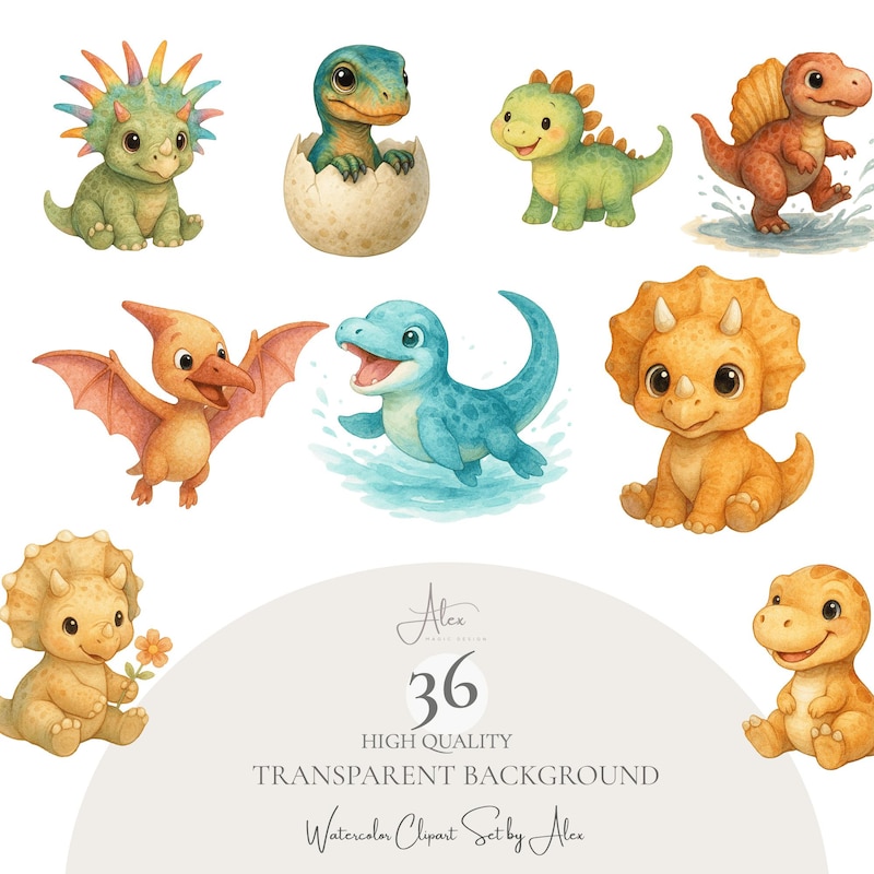 Baby Dinosaur Clipart - Etsy