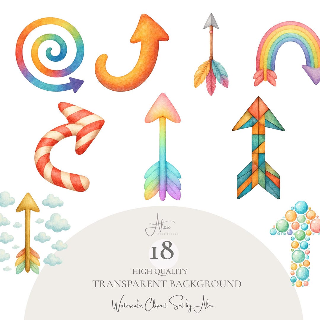 Arrow Clipart Set, Colorful Spiral Arrow PNG, Rainbow Arrow Clip Art ...